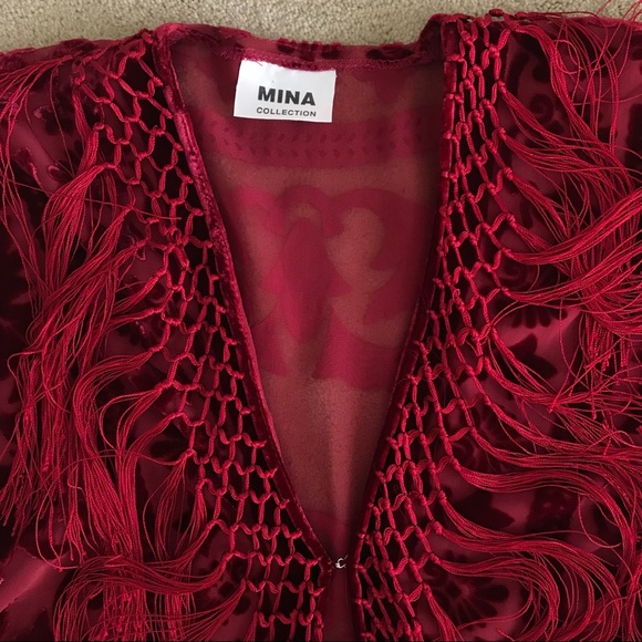 Mina | Jackets & Coats | Burgundy Velvet Fringe Boho Gypsy Kimono ...